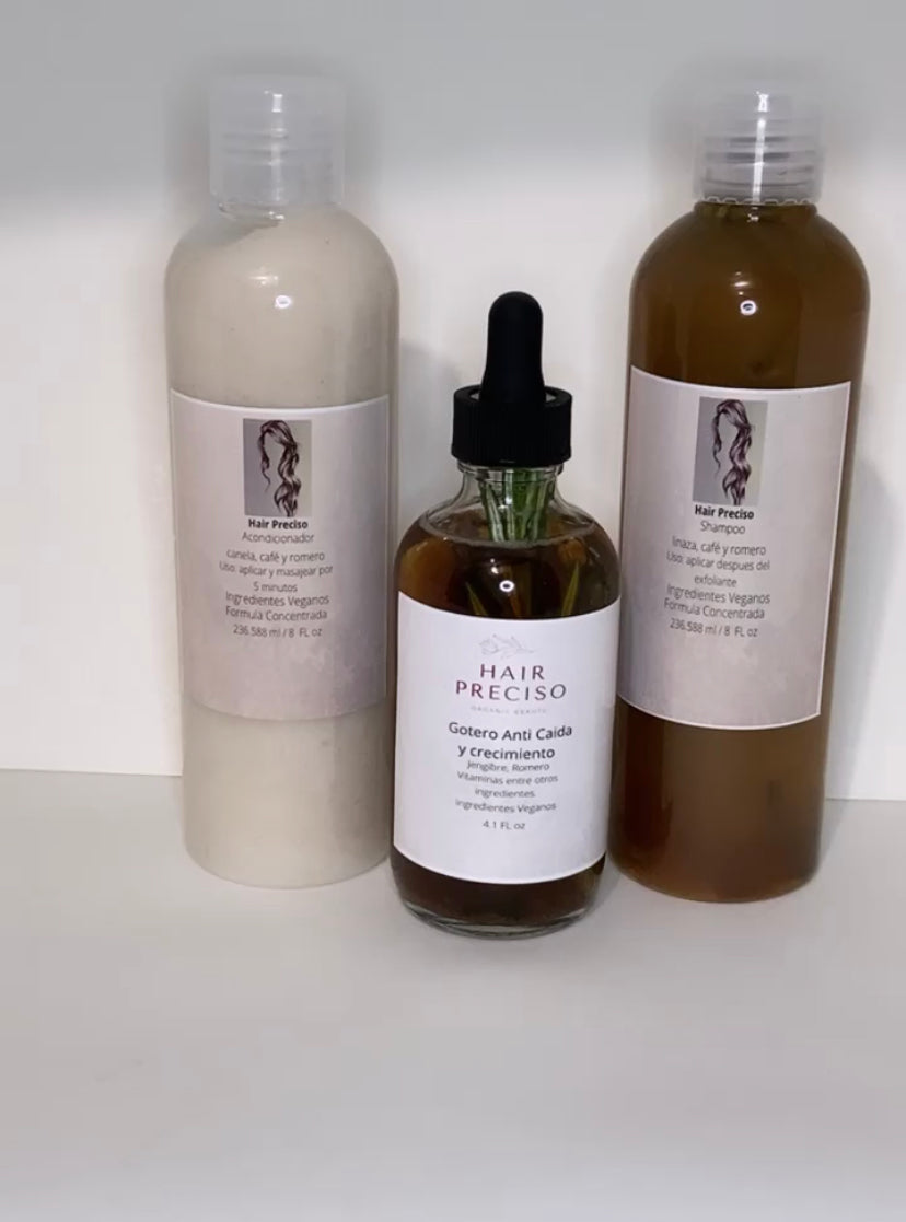 Conditioner, Shampoo and Dropper anti fall and growth. – Hair Preciso